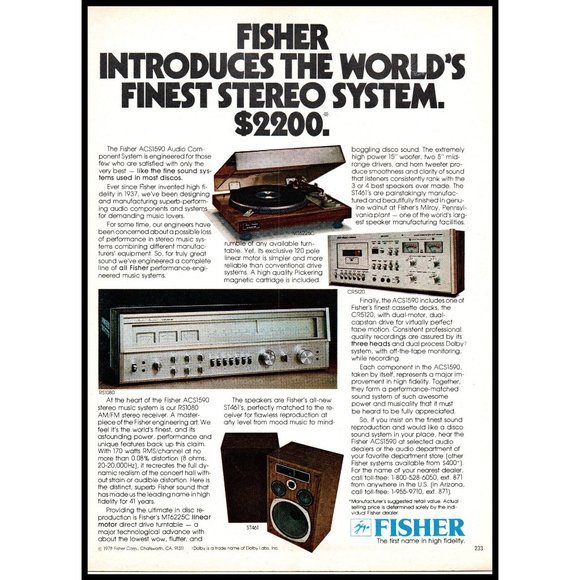 Fisher | Art | 978 Fisher Acs159 Component Stereo System Vintage Print ...
